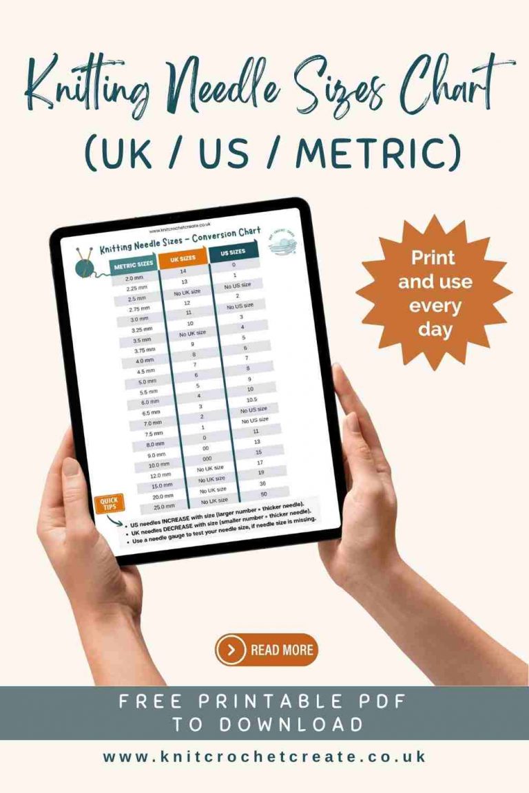 Knitting Needle Size Chart and Guide